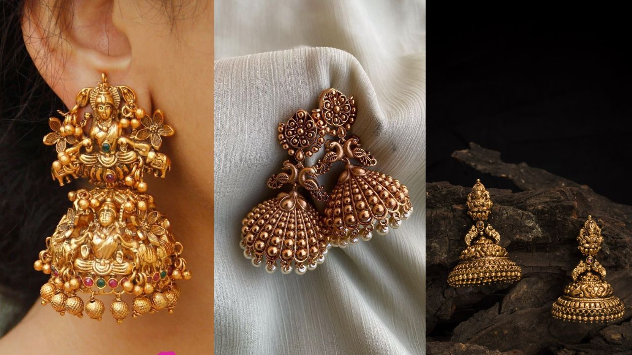 10 GM Temple Jhumka: झुमके पुराने डिजाइन हुए पुराने और महंगे, कम बजट ...