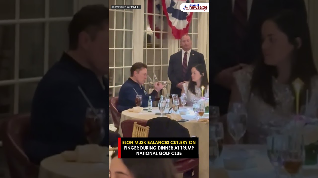 Elon Musk Balances Cutlery on Finger During Dinner at Trump National ...